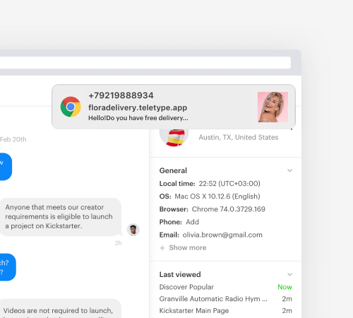 Aggregator of messengers and social networks for business in one window Teletype App